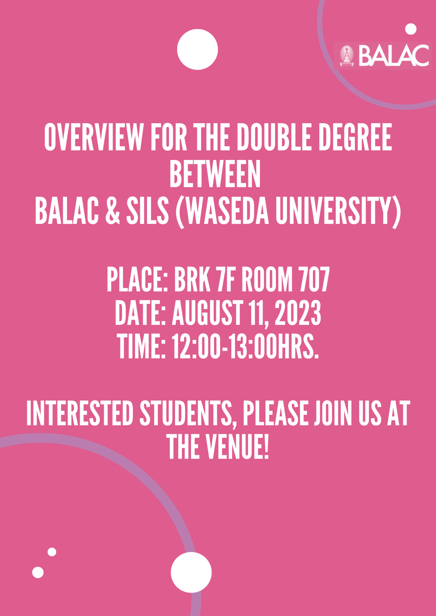 Overview for the Double Degree between BALAC & SILS (Waseda University ...