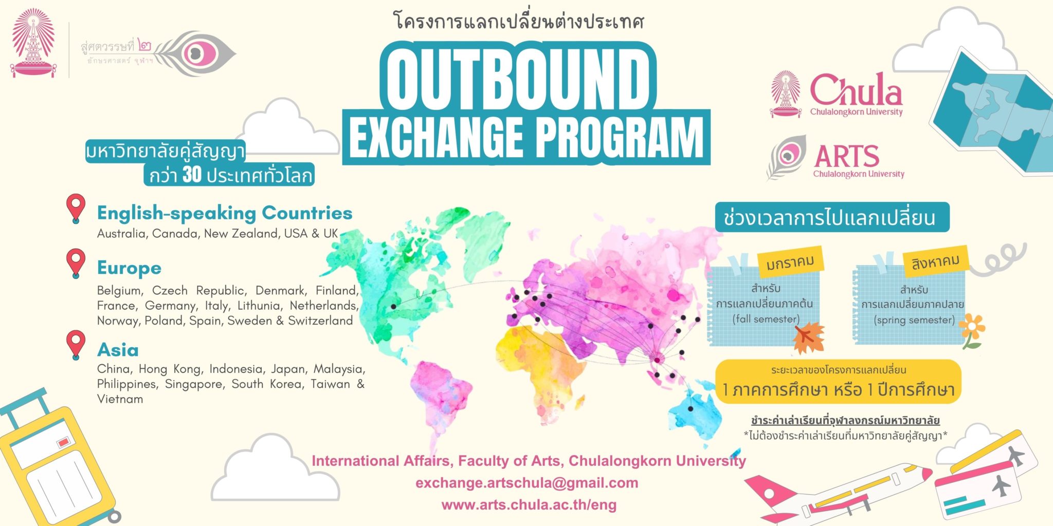 โครงการแลกเปลี่ยนนิสิตต่างประเทศ (Outbound Exchange Program) – คณะอักษรศาสตร์ จุฬาลงกรณ์มหาวิทยาลัย